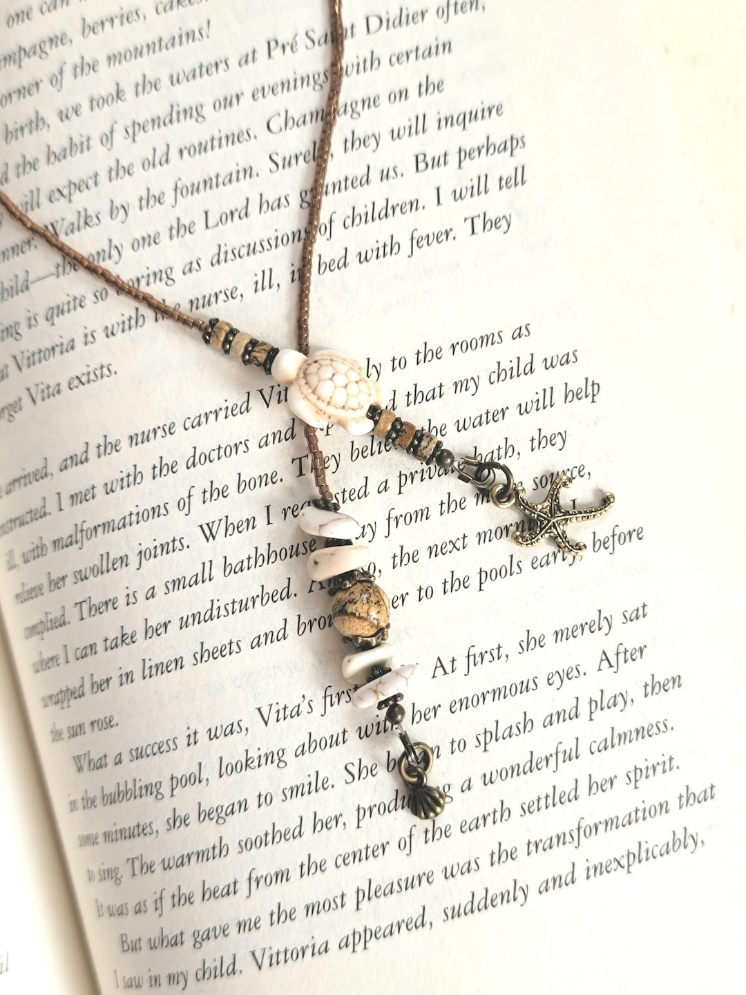 Sea Turtle Bookmark, Magnesite and Picture Jasper Bookmarker, Nature ...