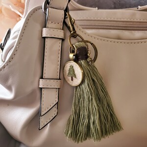 Wander Keychain, Explore Hike Tassel, Tiny Hand Embroidery Pine Tree ...