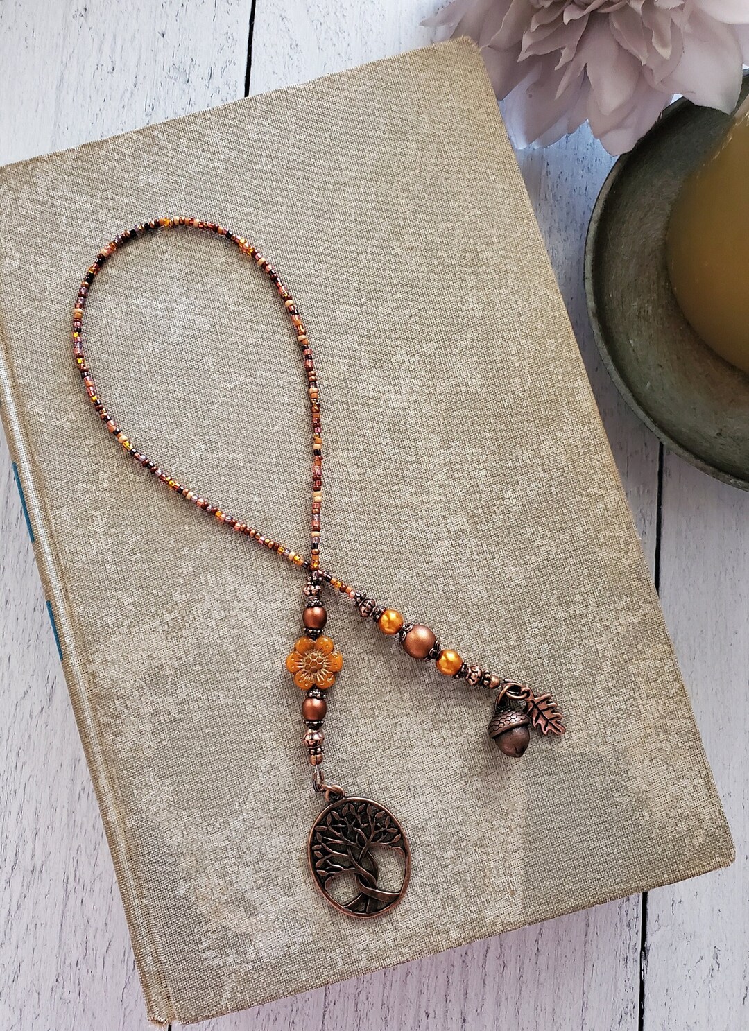 Boho Floral Bookmark, Flower Beaded Bookmarker, Autumn Lover Reader ...