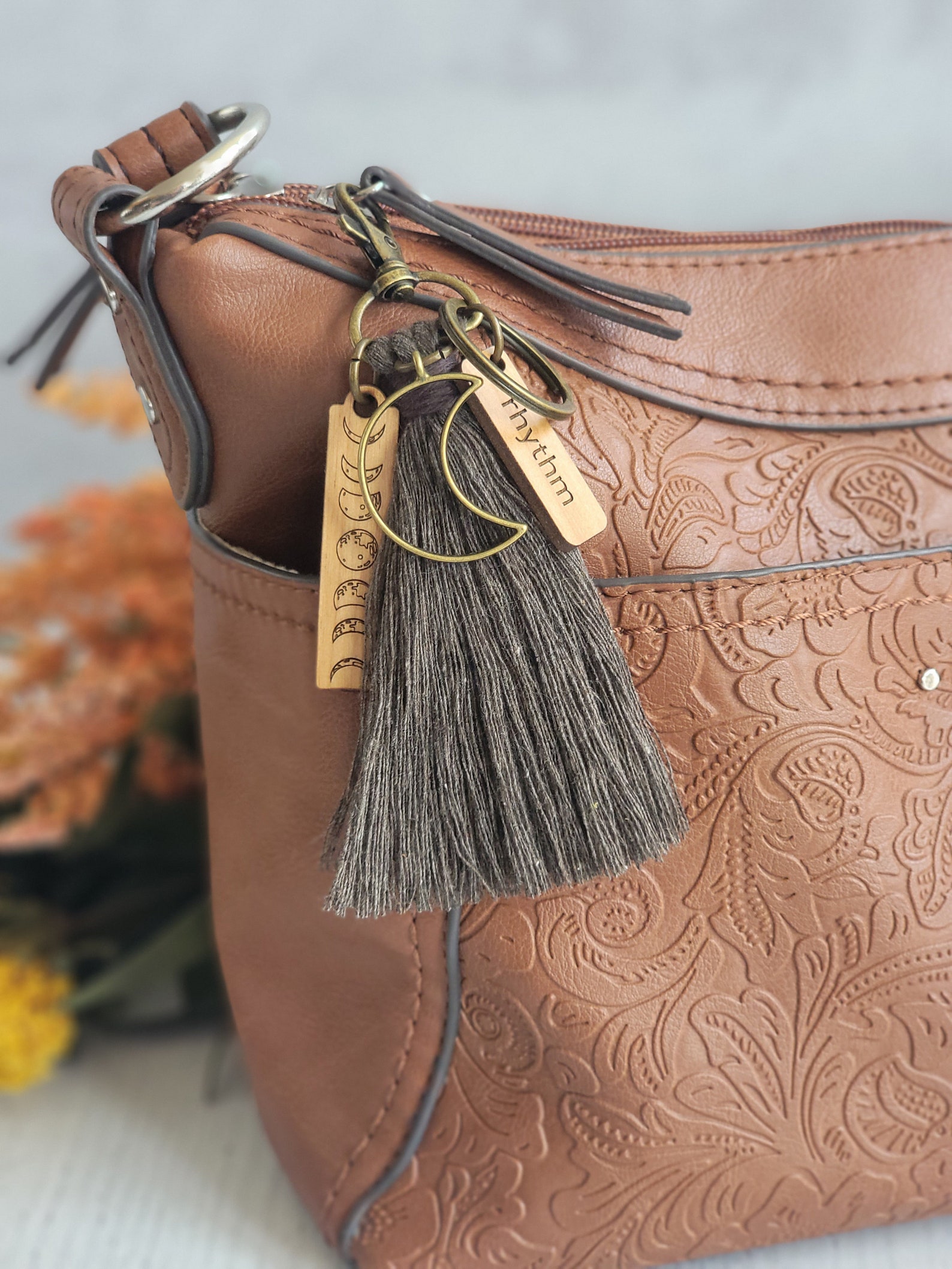 Rhythm of the Moon Bag Tassel Boho Moon Cycle Purse Charm - Etsy