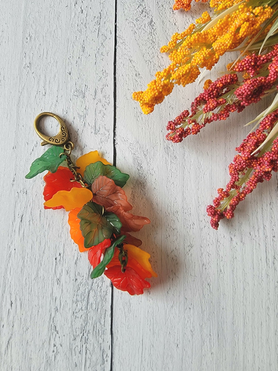 Autumn Leaf Bag Charm, Fall Purse Charm, Autumn Leaves Tassel - Etsy