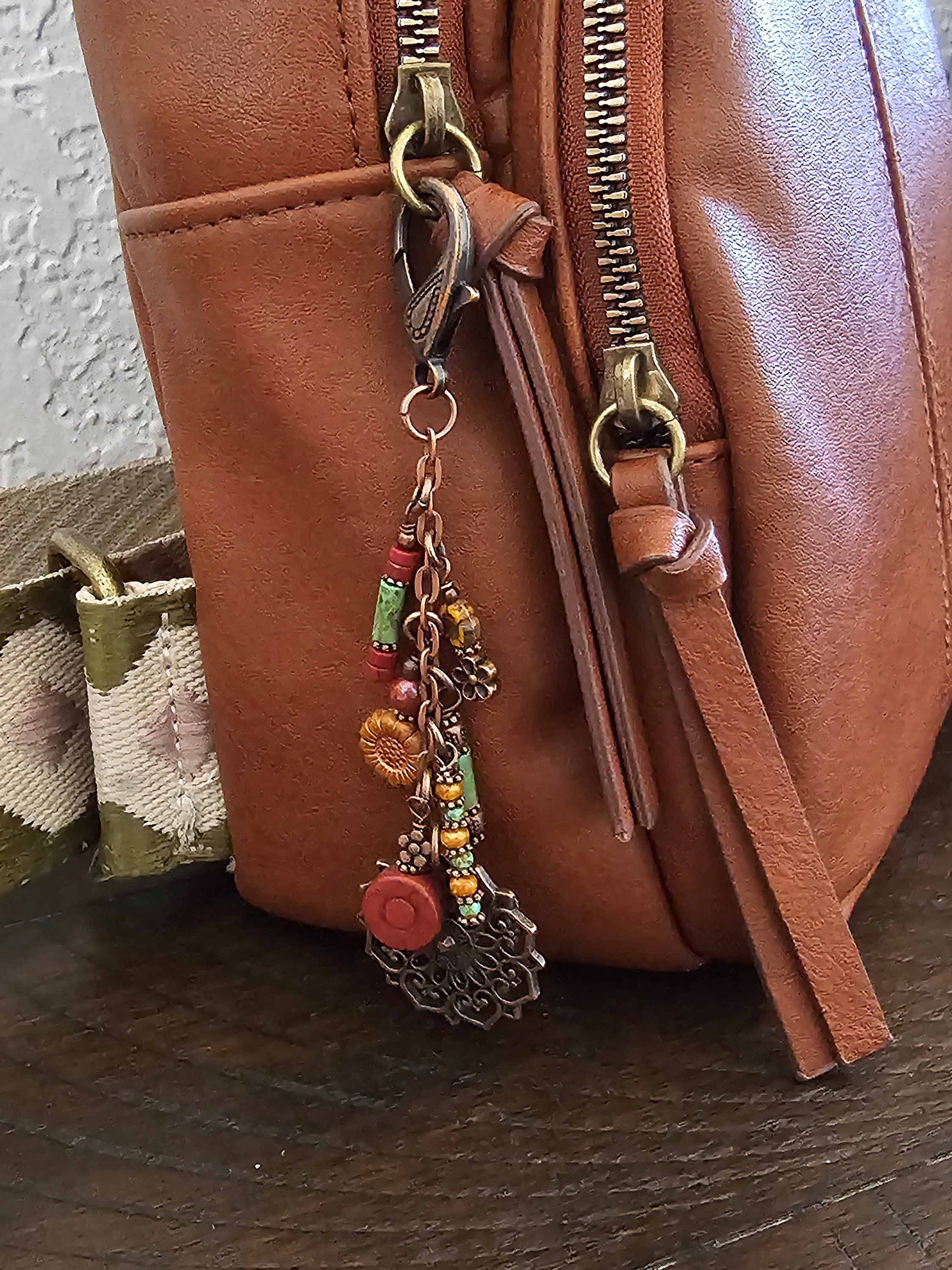 Boho Style Beaded Bag Charm Zipper Pull With Flower Theme - Etsy