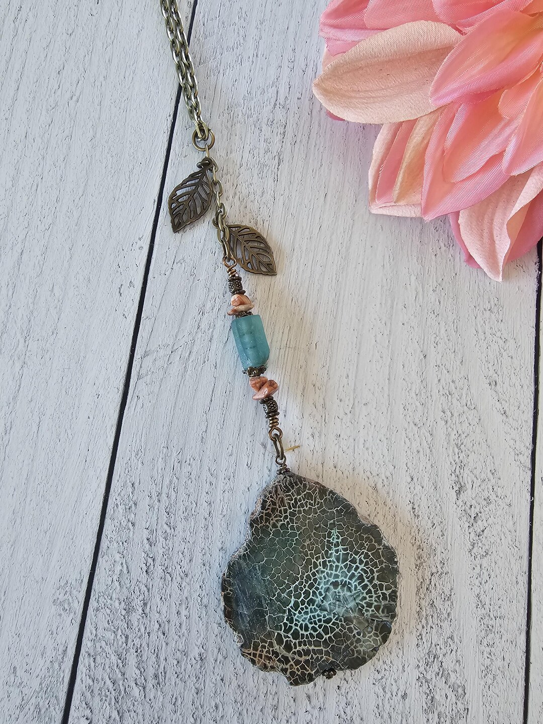 Snake Skin Jasper Car Rear View Mirror Charm, Witchy Hanging Ornament ...