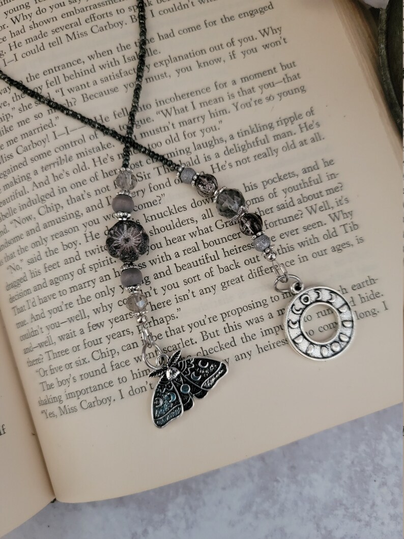 Luna Moth Bookmark, Moon Phase Bookmark, Dark Gothic Bookmark, Book ...