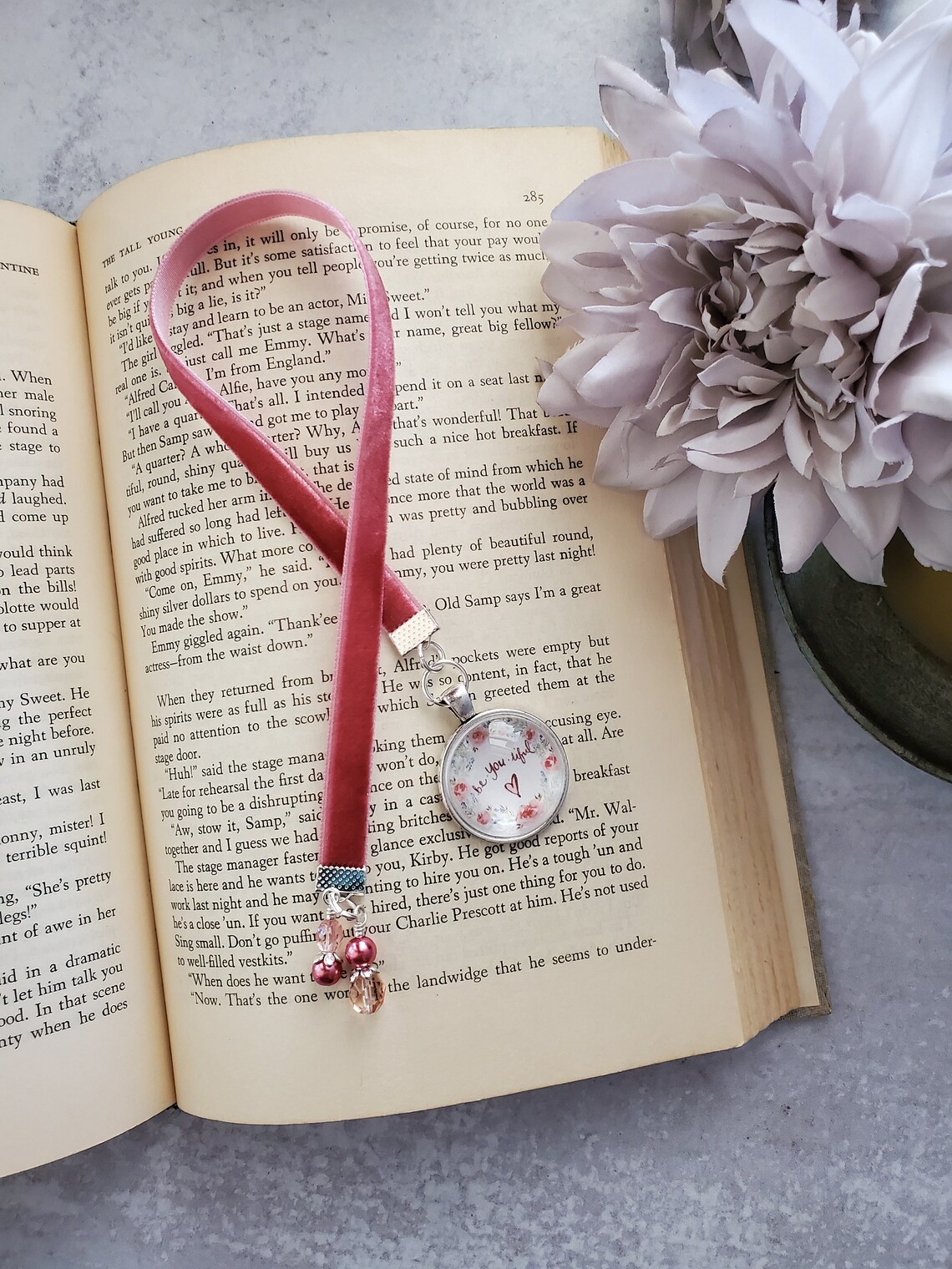 Floral Bookmark Velvet Ribbon Bookmarker Positive Message - Etsy