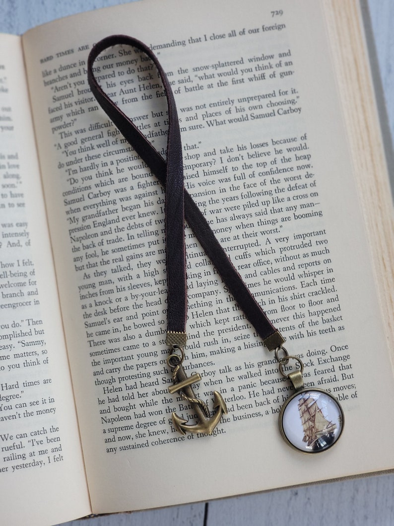 Sailing Ship Bookmark Vintage Style Leather Bookmarker - Etsy