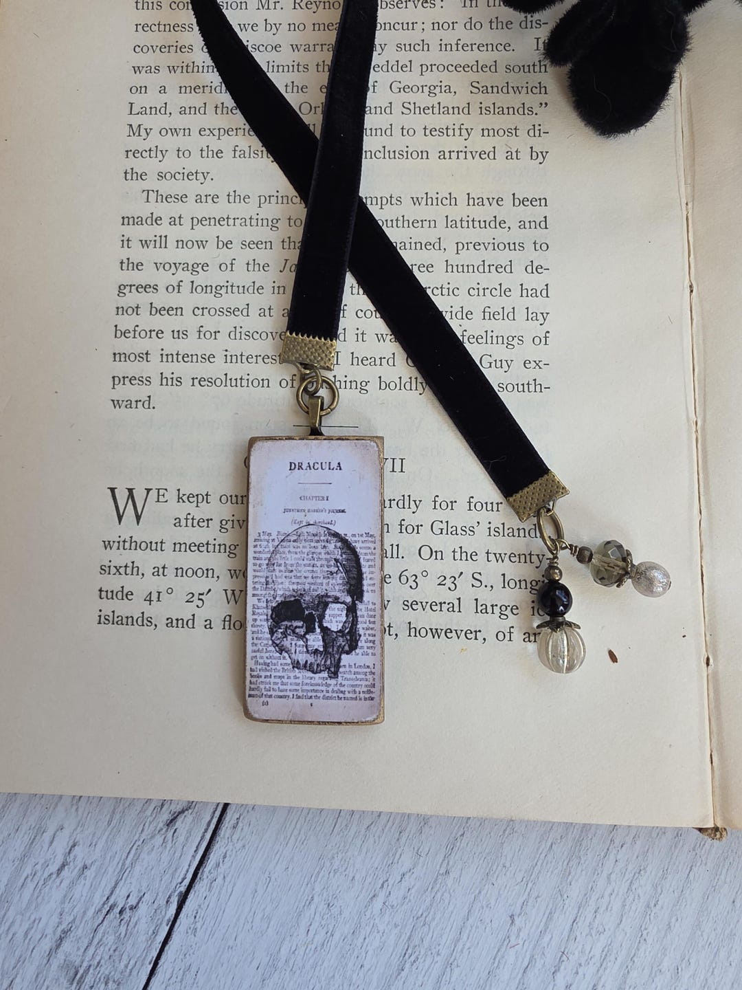 Gothic Bookmark, Skull Vampire Bookmarker, Velvet Ribbon Bookmark ...