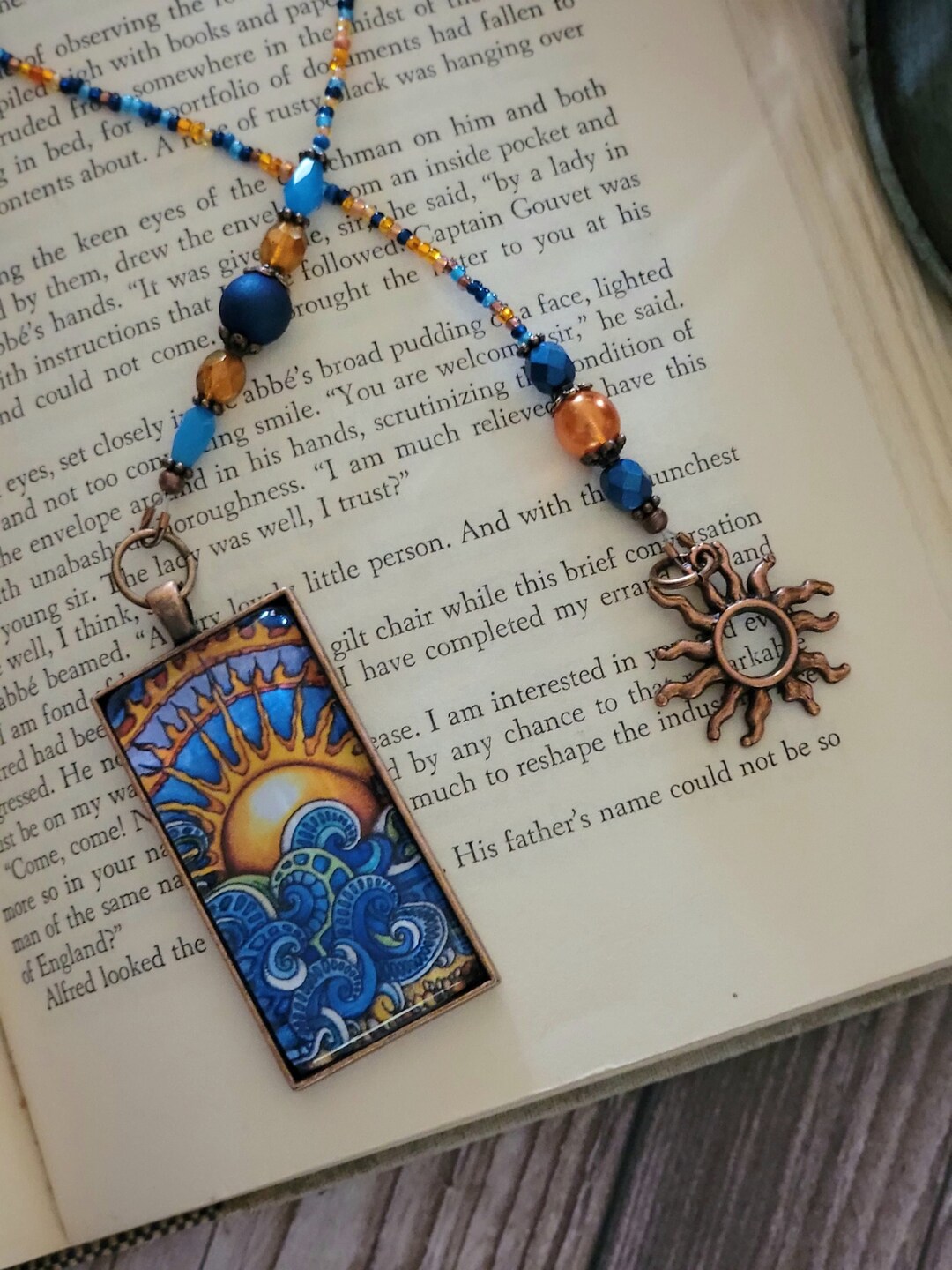 Sun and Surf Beaded Bookmark, Unique Page Marker, Book Thong, Gift for ...
