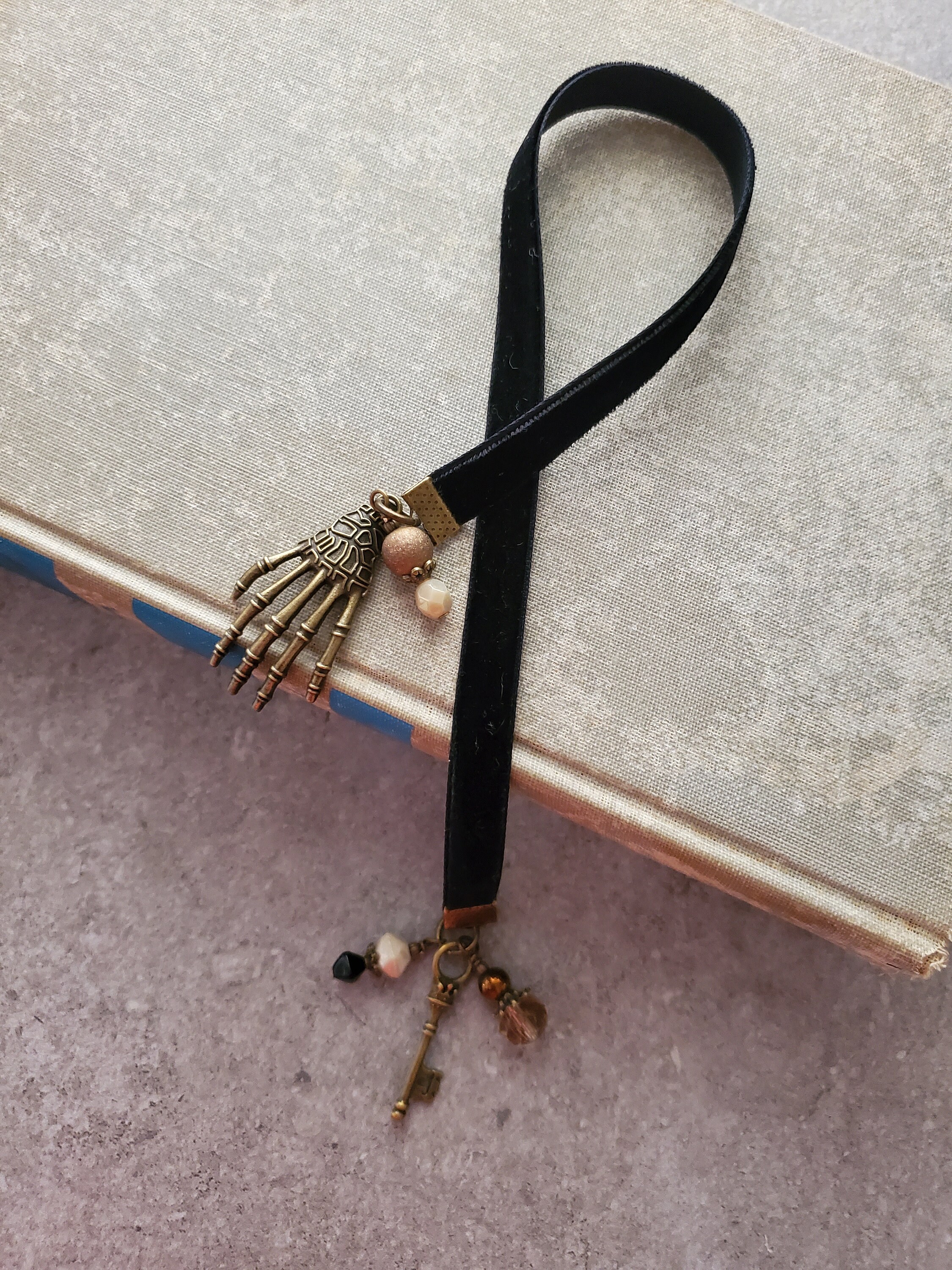Skeleton Hand and Key Bookmark Gothic Bookmarker Goth Velvet | Etsy