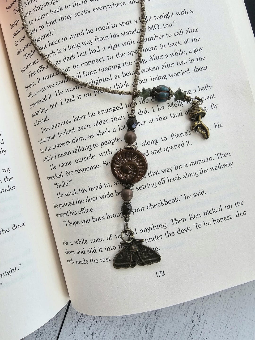 Nature-inspired Luna Moth Beaded Bookmark With Charming Mushroom Accent ...