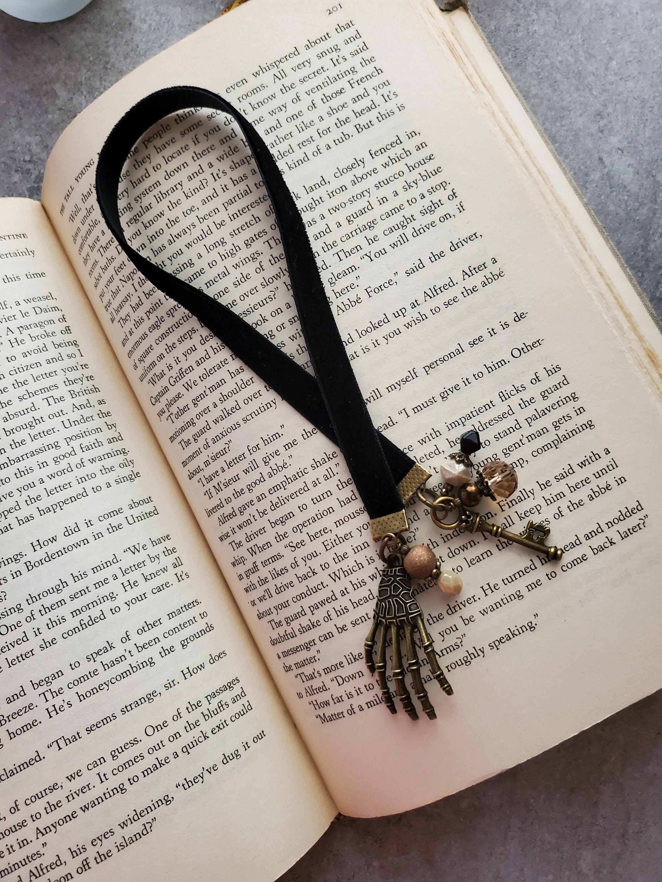 Skeleton Hand and Key Bookmark Gothic Bookmarker Goth Velvet | Etsy
