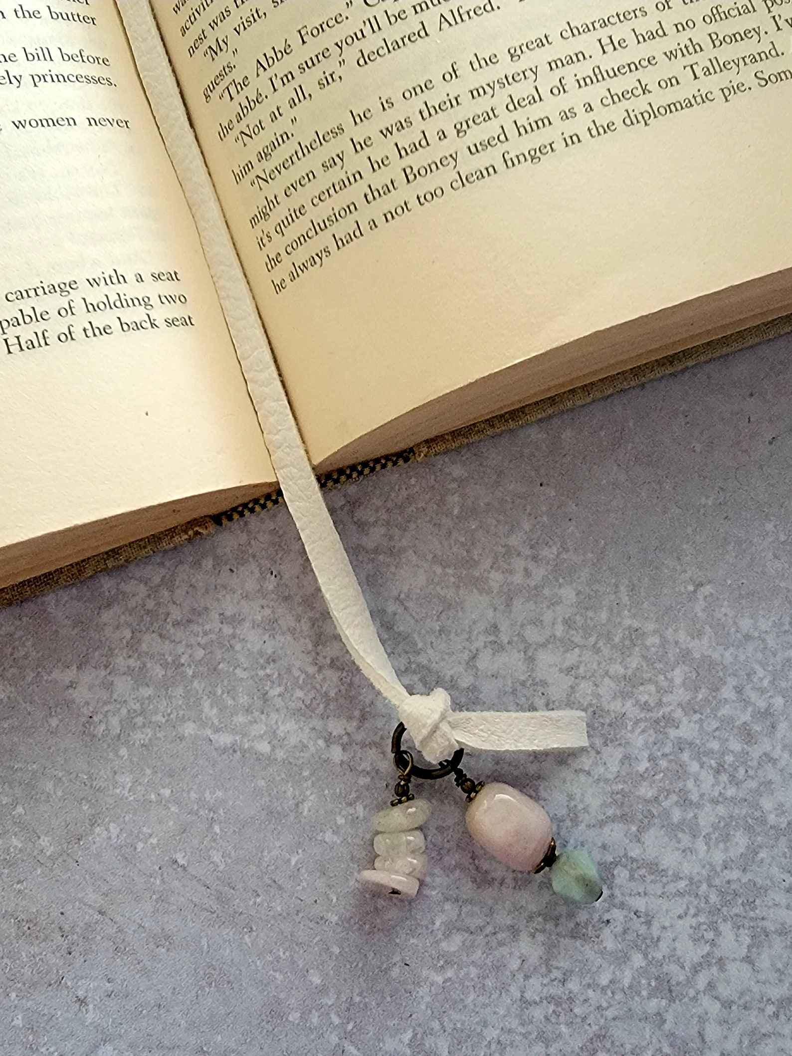 Gemstone Bookmark, Morganite and Amazonite Bookmarker for Books ...