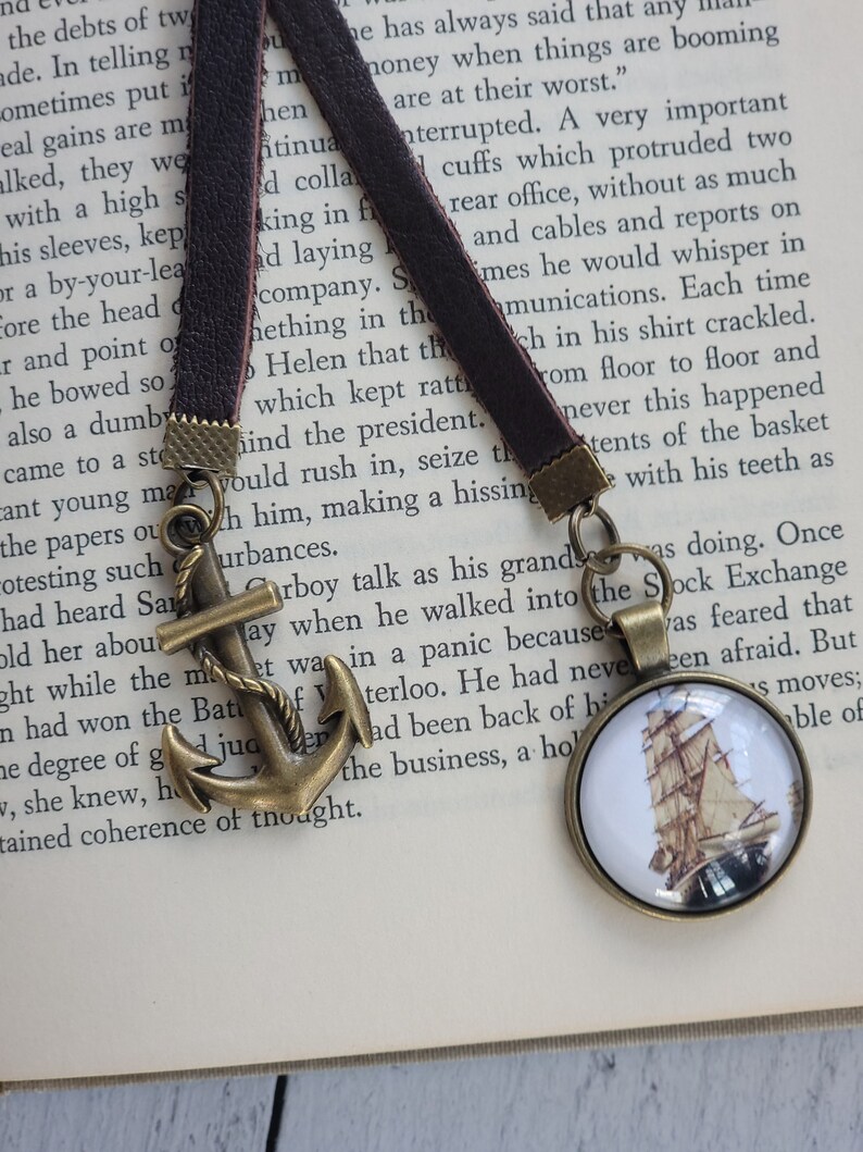 Sailing Ship Bookmark Vintage Style Leather Bookmarker - Etsy