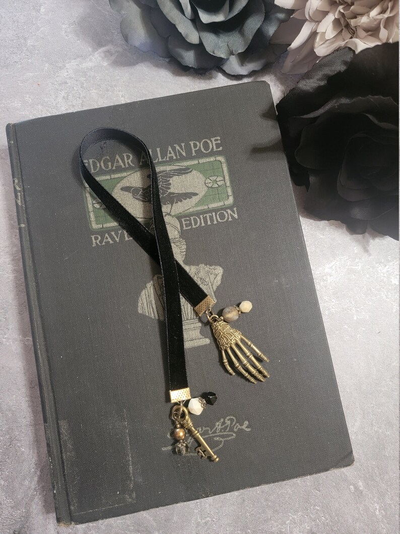 Skeleton Hand and Key Bookmark Gothic Bookmarker Goth Velvet - Etsy