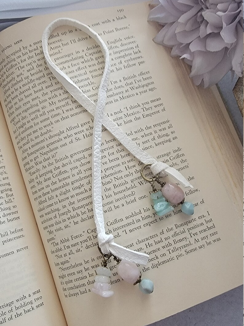 Gemstone Bookmark, Morganite and Amazonite Bookmarker for Books ...