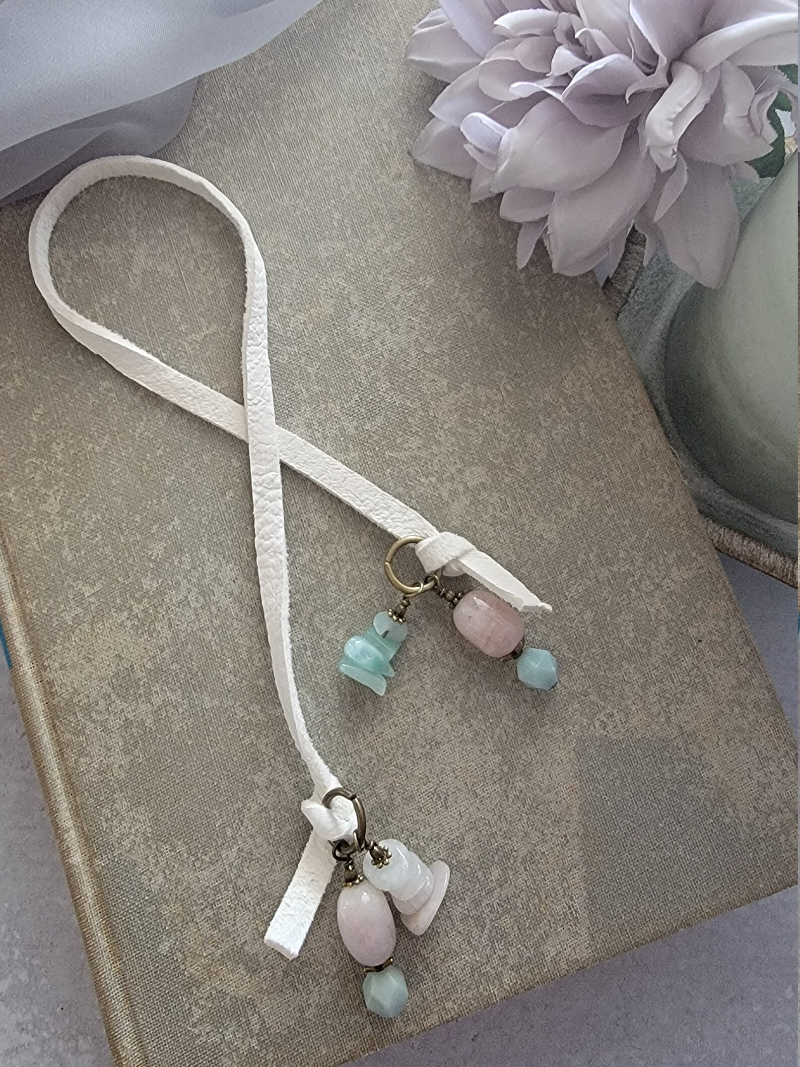 Gemstone Bookmark Morganite and Amazonite Bookmarker for - Etsy