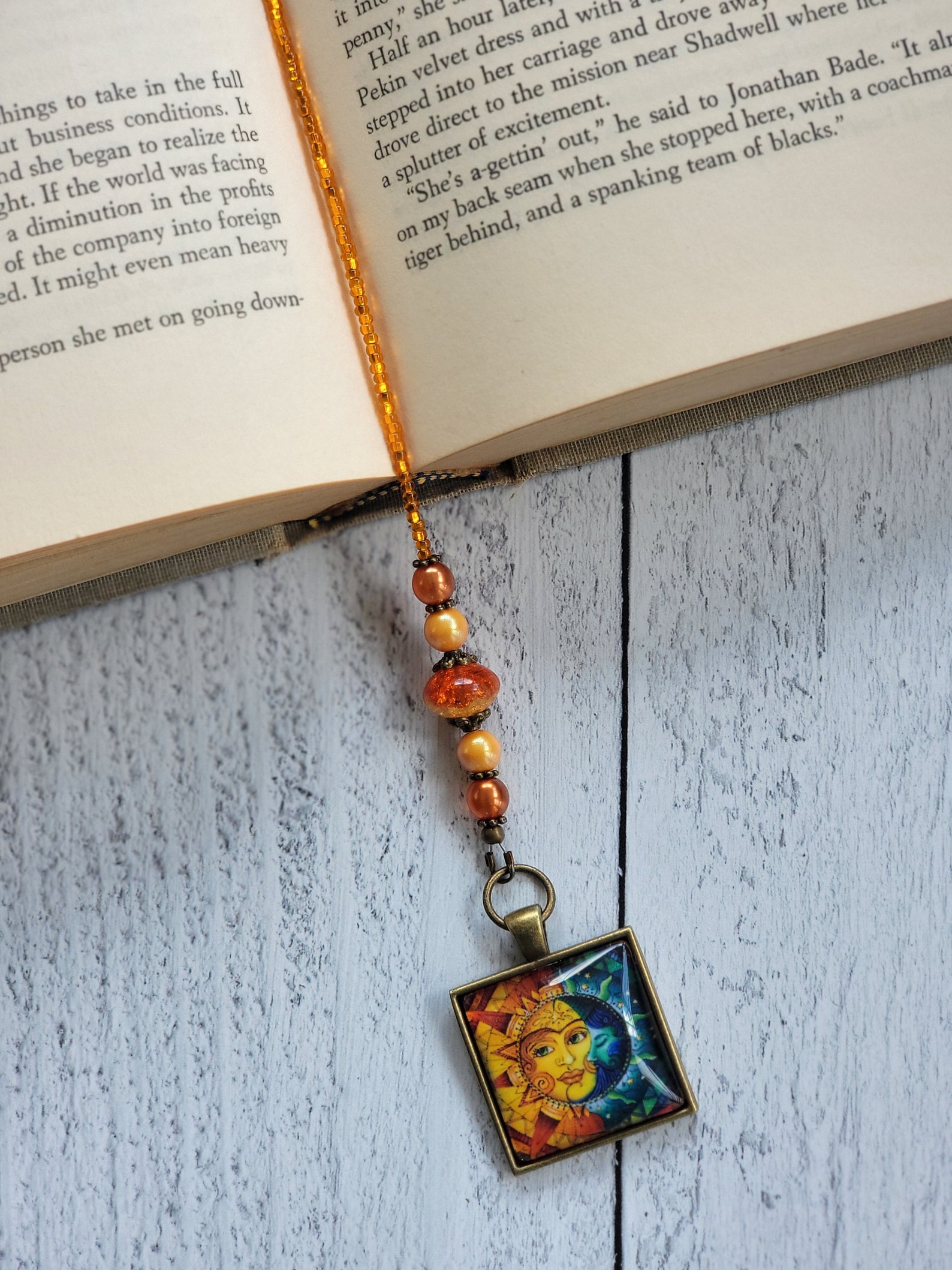 Ombre Sunset Bookmark, Unique Sun and Moon Bookmarker, Celestial Reader ...