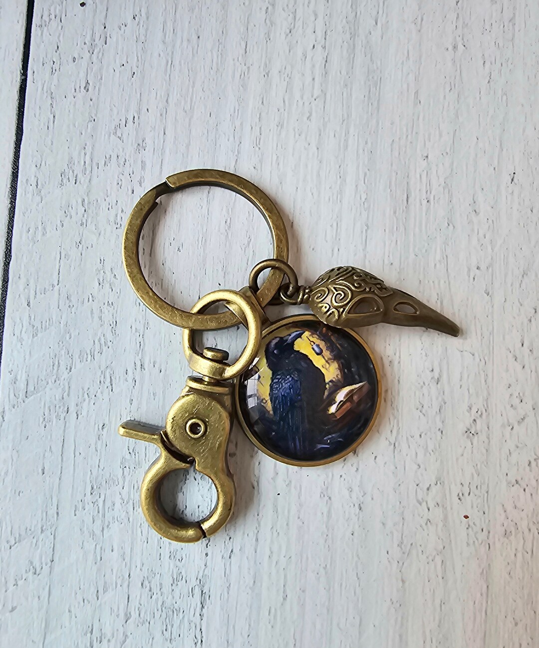 Raven Keychain, Crow Keyring, Gothic Bag Charm - Etsy