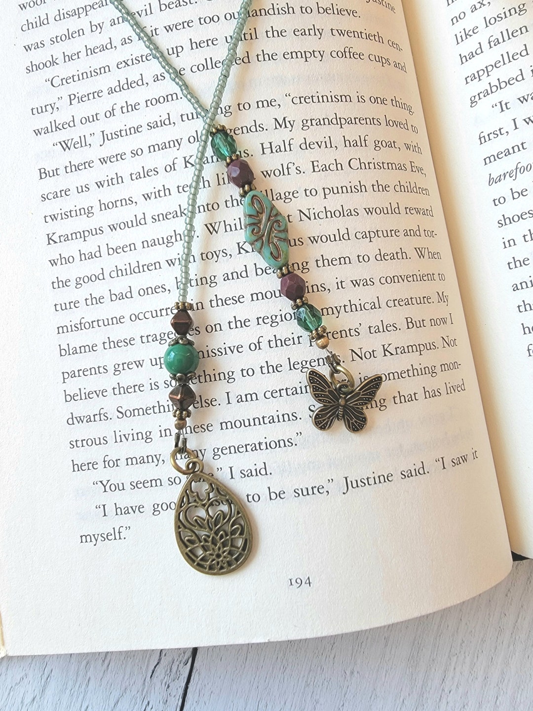Bohemian Style Beaded Bookmark Featuring Baroque Glass Focal Bead and ...