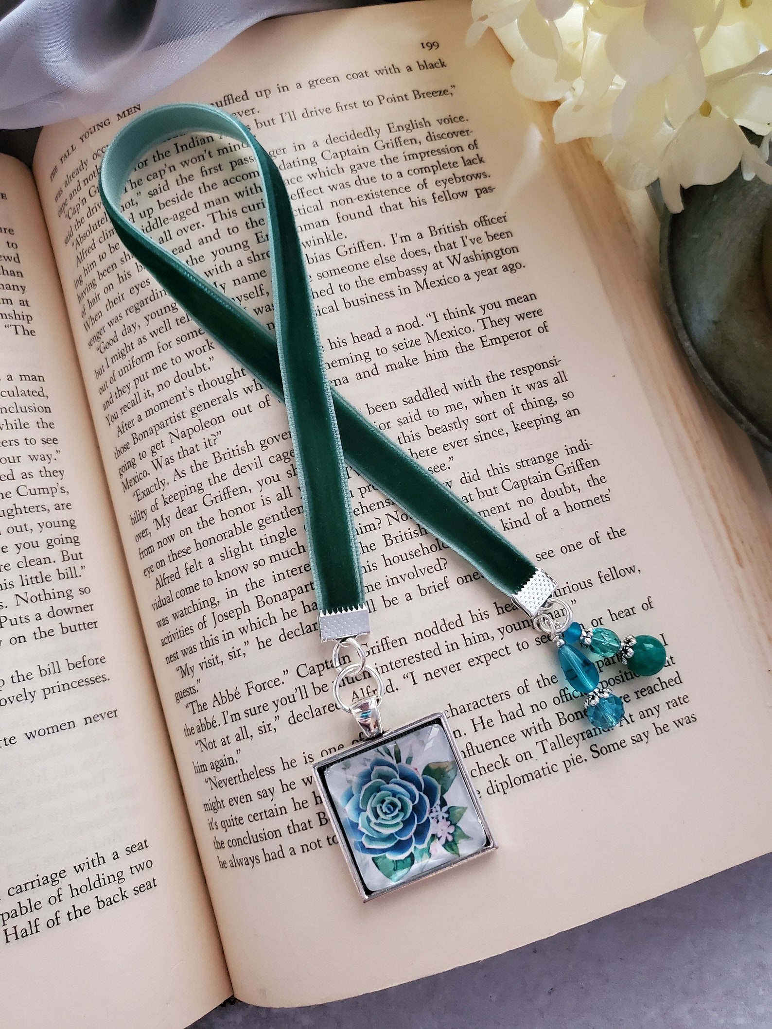 Succulent Bookmark Velvet Ribbon Bookmarker Gift for Her - Etsy
