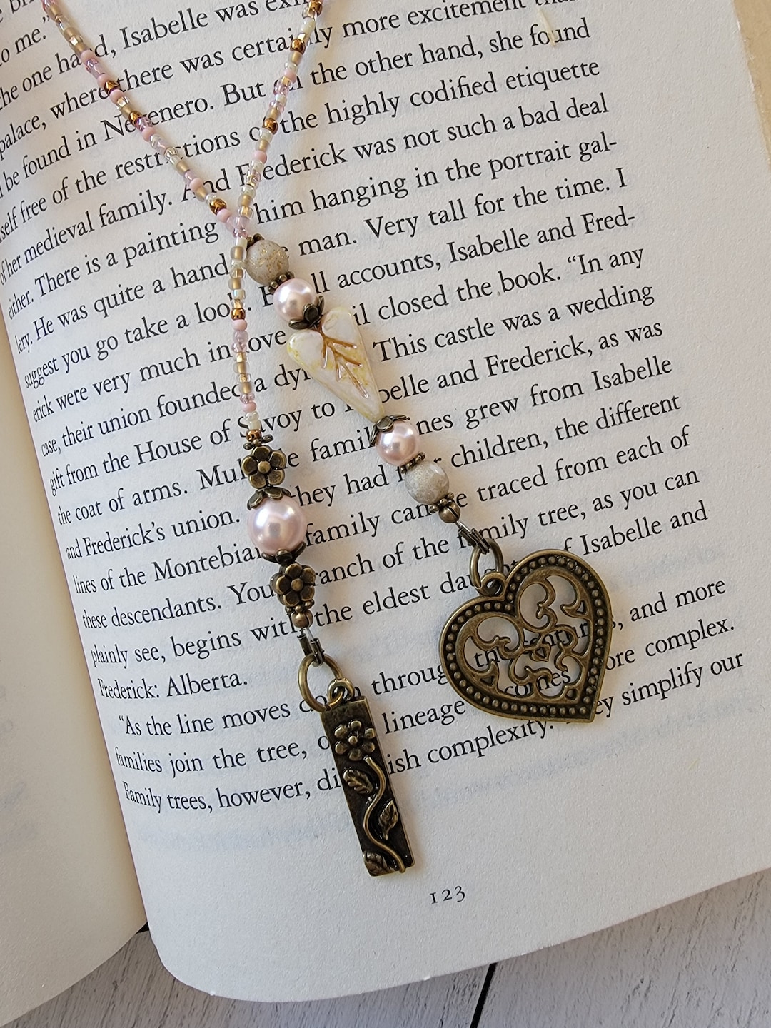Heart Reader Gift With Flower Charm and Beads - Etsy