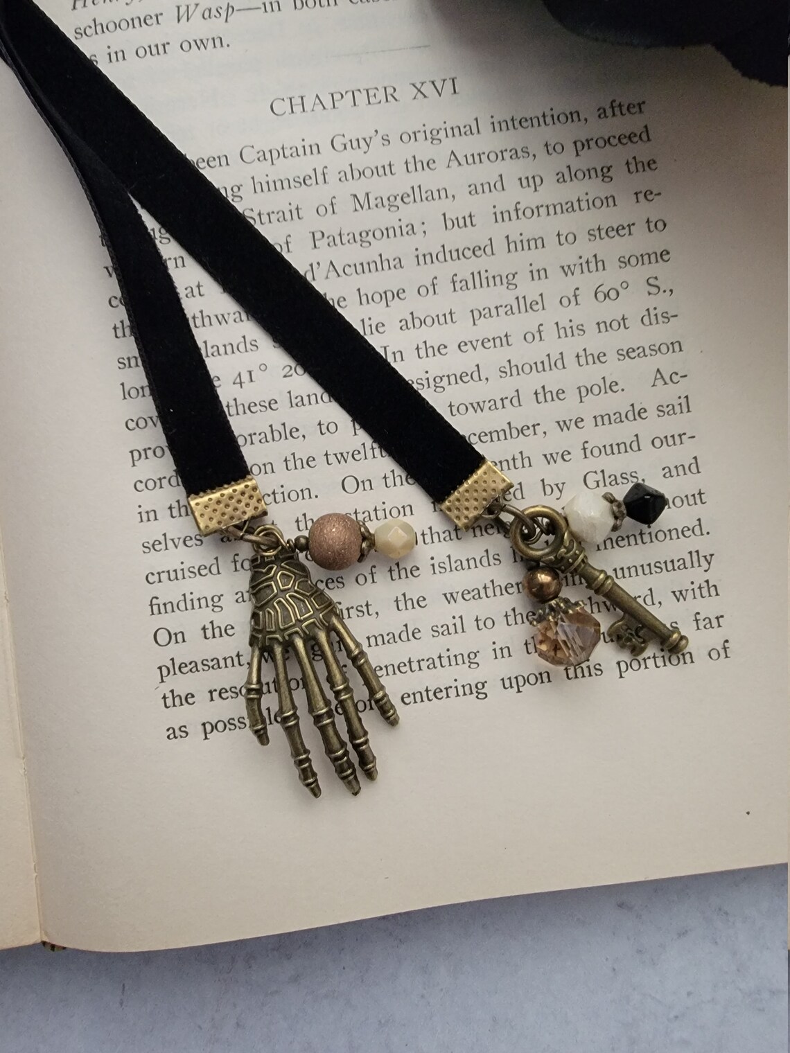 Skeleton Hand and Key Bookmark Gothic Bookmarker Goth Velvet | Etsy