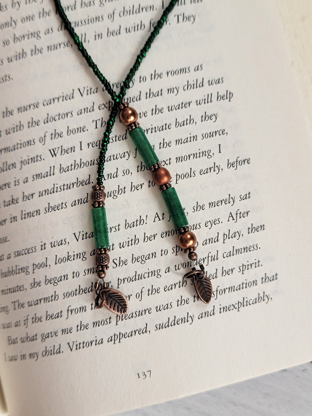 Quartz Gemstone Bookmark, Green and Copper Bookmarker, Gift for Him and ...