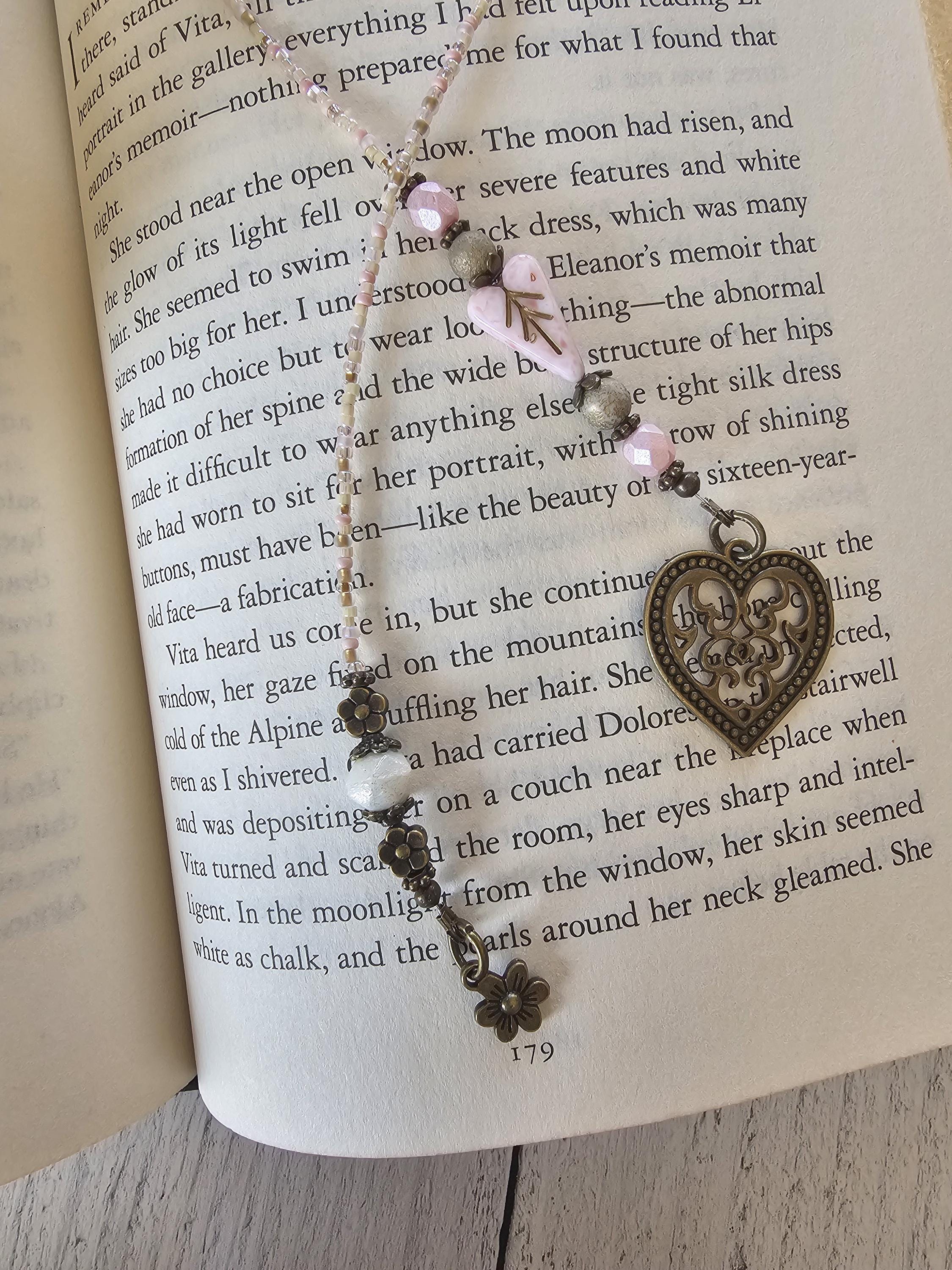 Heart Reader Gift With Flower Charm and Beads - Etsy