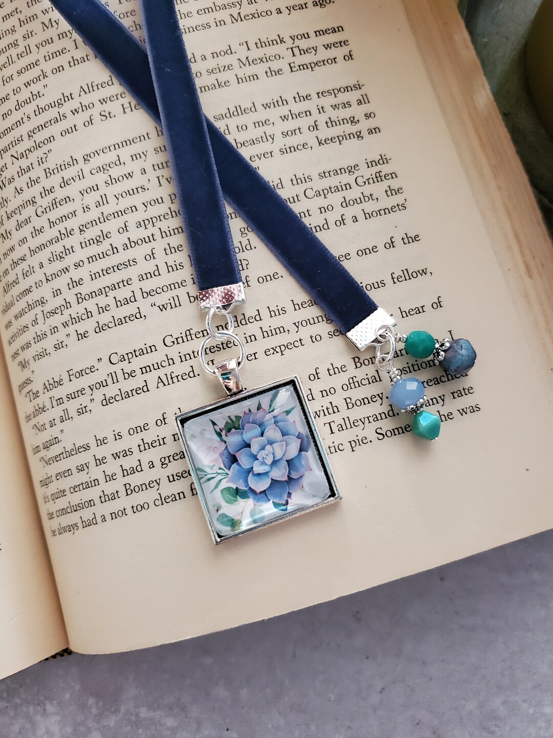 Succulent Bookmark, Velvet Ribbon Bookmarker, Gift for Her, Bookworm ...