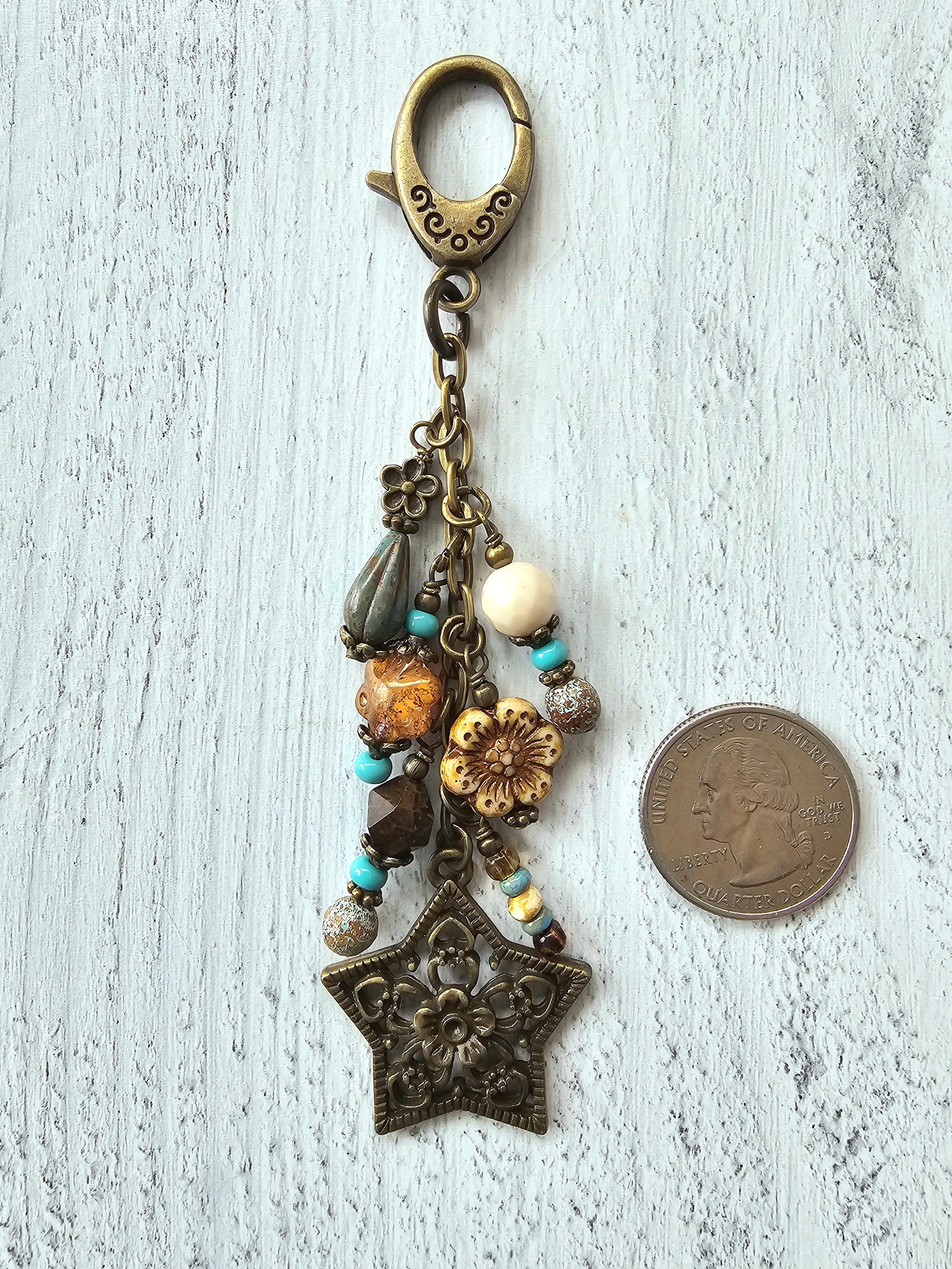 Boho Style Beaded Bag Charm Zipper Pull With Star Flower Charm - Etsy