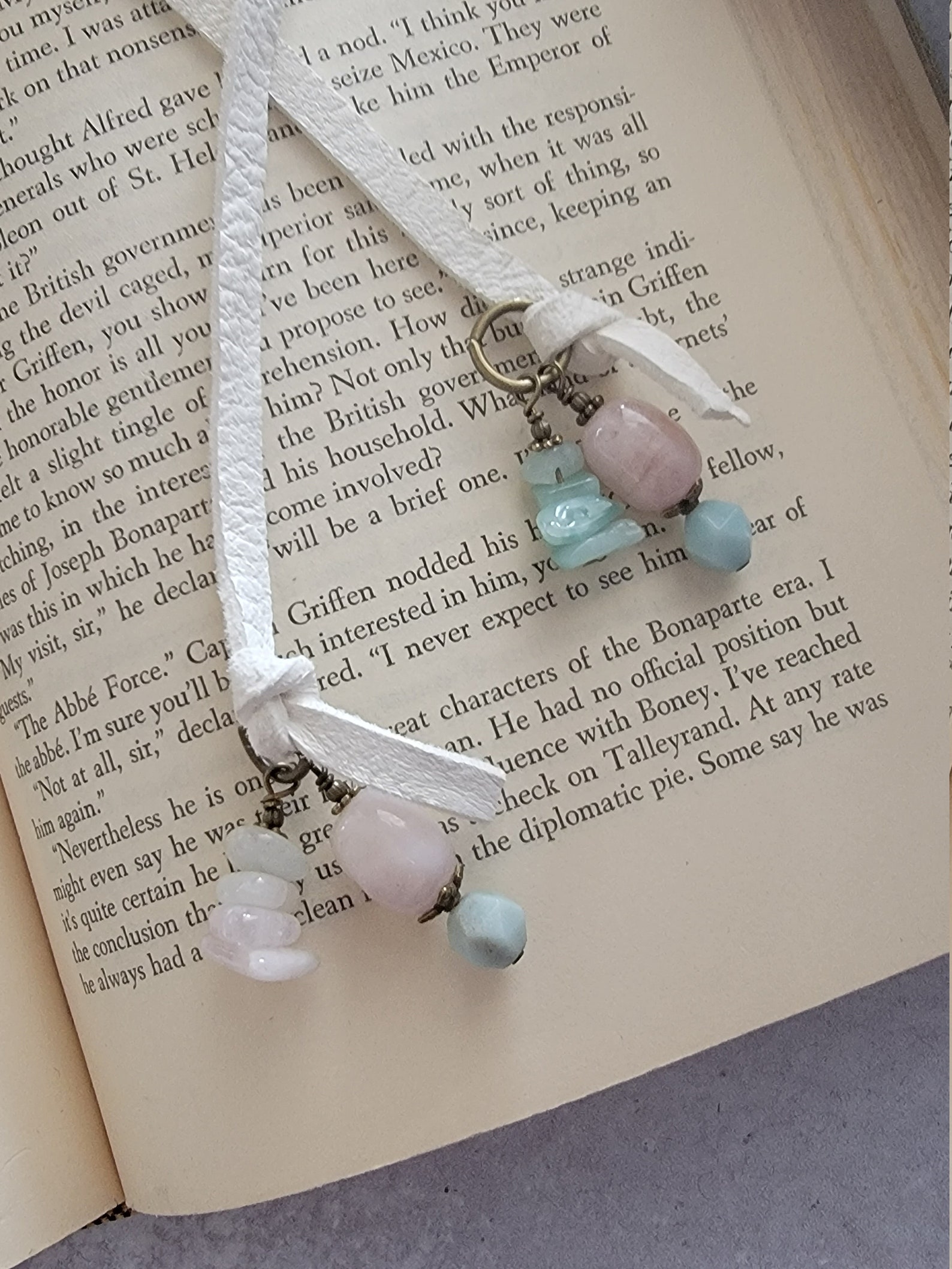 Gemstone Bookmark Morganite and Amazonite Bookmarker for - Etsy