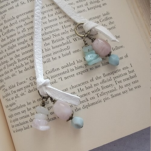 Gemstone Bookmark Morganite and Amazonite Bookmarker for - Etsy