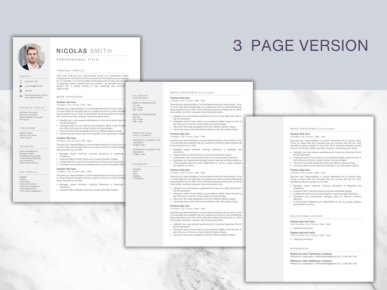 Resume Template Word, Clean Resume, Instant Download, Easy to Use ...