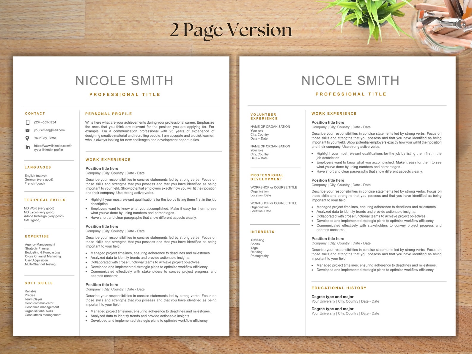 Clean Resume Template Word, CV Template, Minimalist Resume, Easy to Use ...
