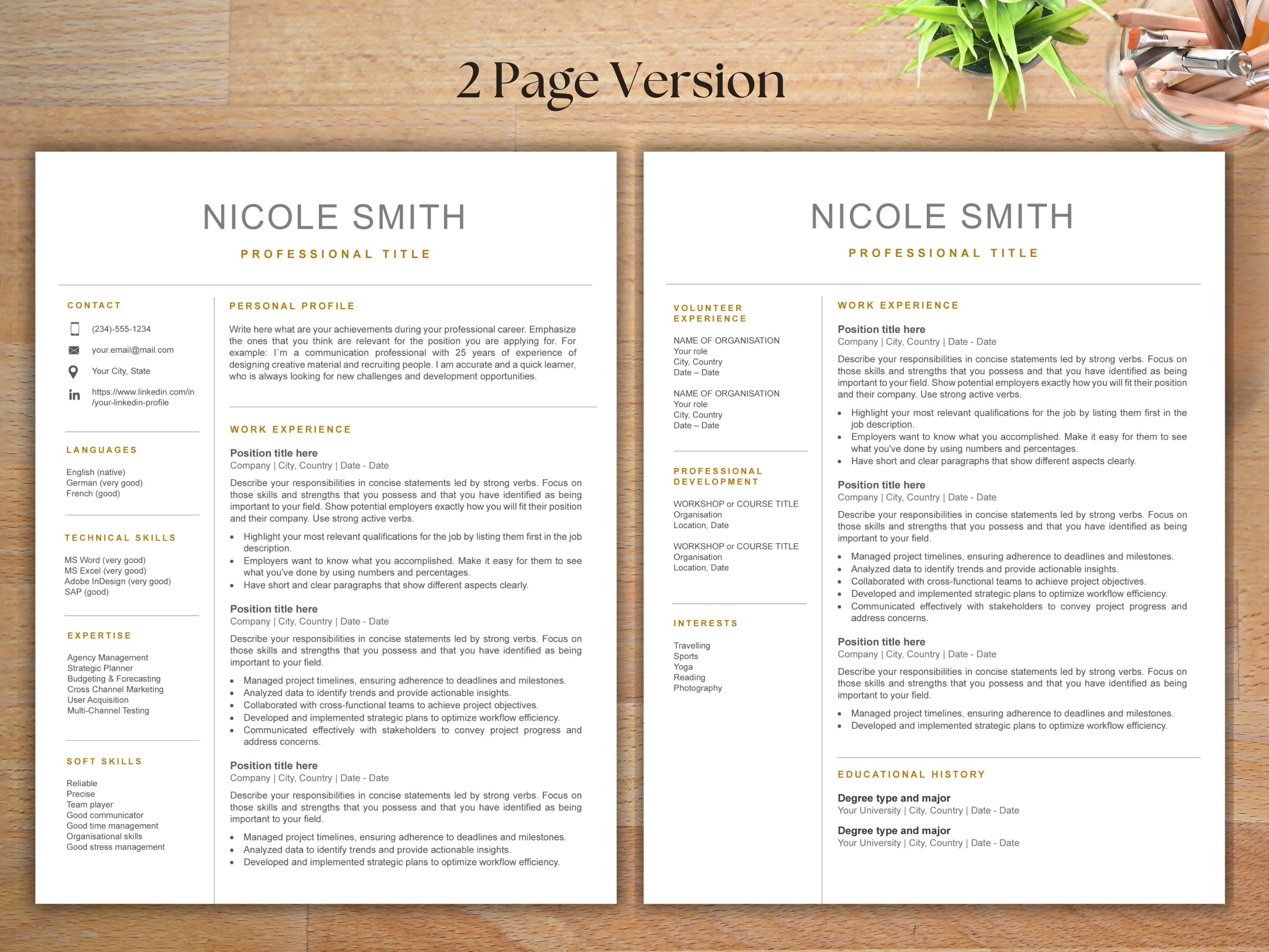 Clean Resume Template Word, CV Template, Minimalist Resume, Easy to Use ...