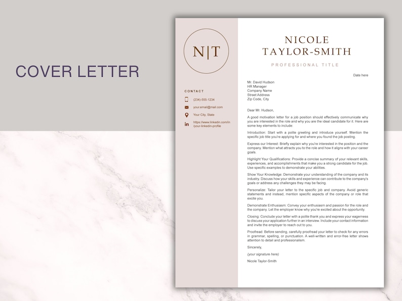 Resume Template Word, Monogram Resume, Modern Resume, Professional ...