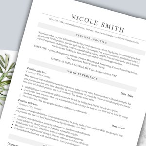 Resume Template for Word and Google Docs, ATS Friendly Resume Template ...