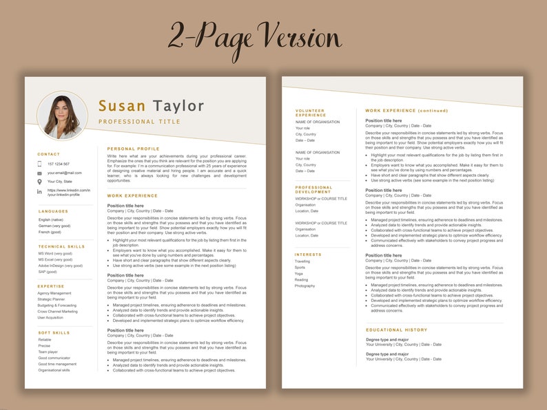 Resume Template Word, Modern Resume, Professional Resume, Easy to Use ...