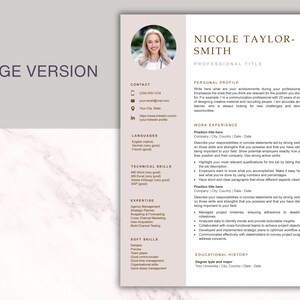 Resume Template Word, Pink Resume, Instant Download, Professional ...