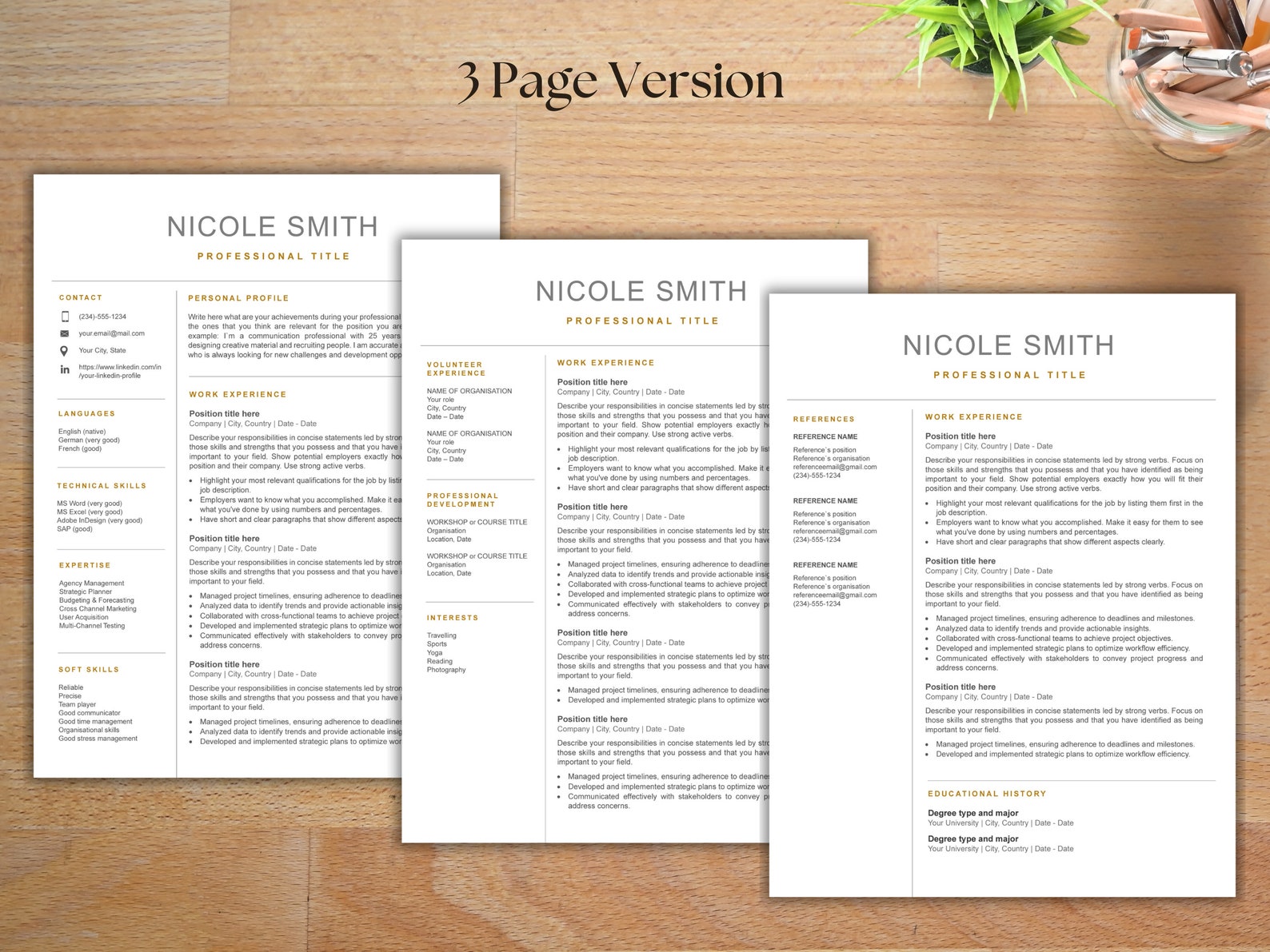 Clean Resume Template Word, CV Template, Minimalist Resume, Easy to Use ...