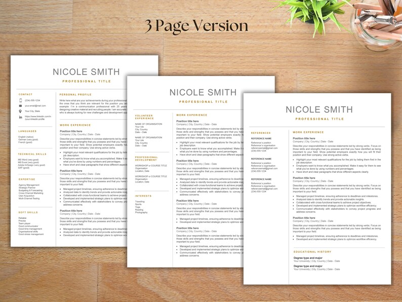 Clean Resume Template Word, CV Template, Minimalist Resume, Easy to Use ...