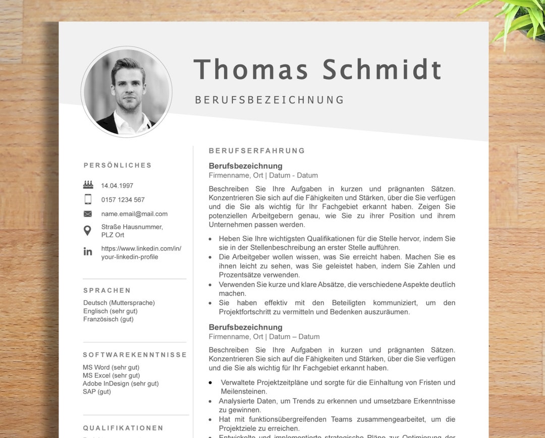 Lebenslauf Vorlage Word, Bewerbungsvorlage Deutsch Für Word ...