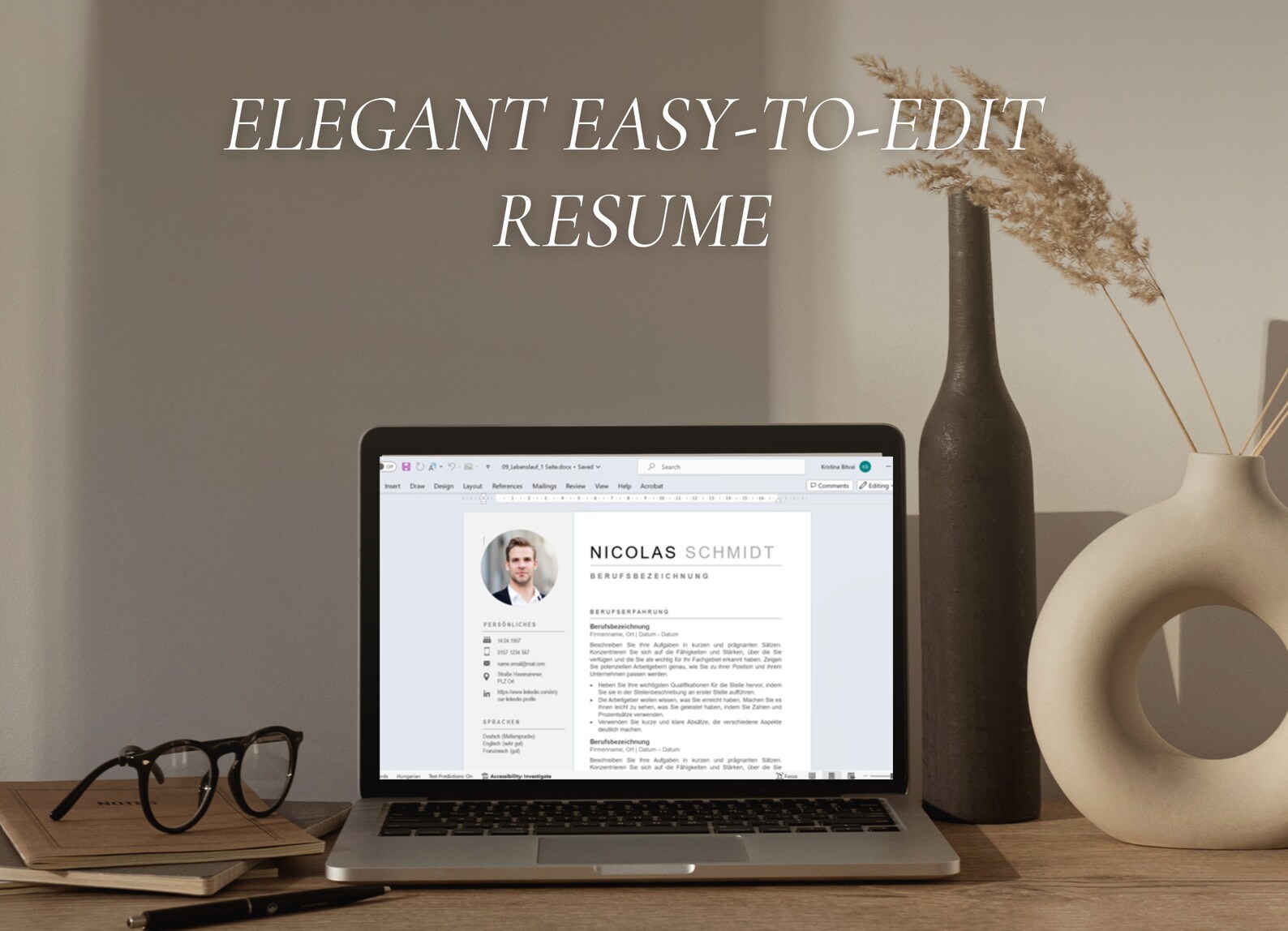 Lebenslauf Vorlage Word, Bewerbungsvorlage Deutsch Word, Professionelle ...