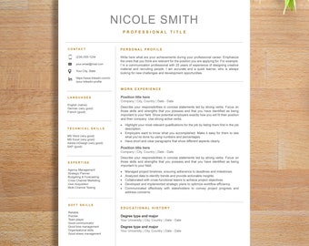 Resume Template Word, Clean Resume, Instant Download, Easy to Use ...
