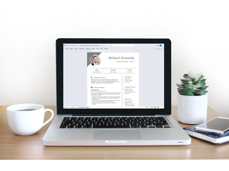 Resume Template Word, Clean Resume, Instant Download, Easy to Use ...
