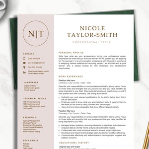 Resume Template Word, Monogram Resume, Modern Resume, Professional ...