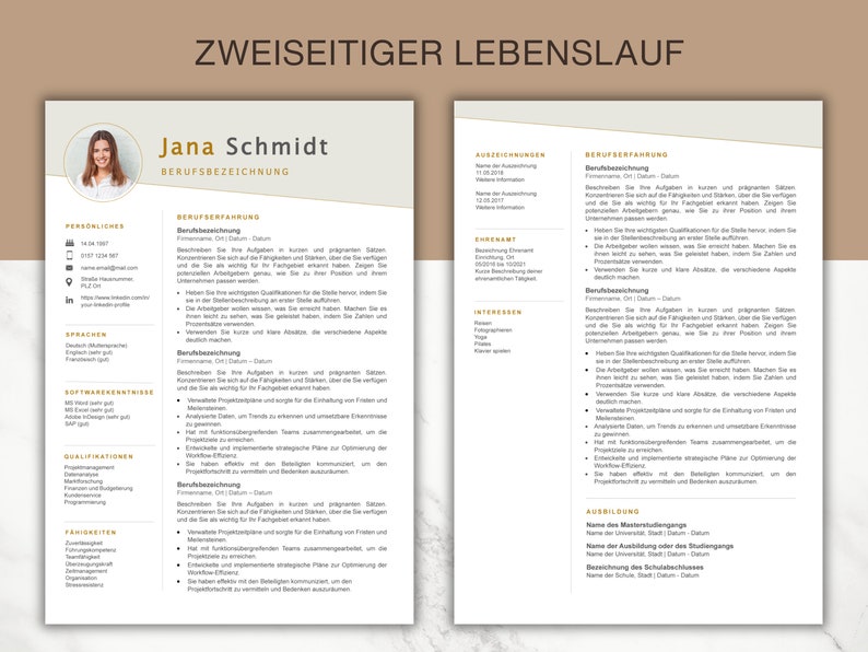 Lebenslauf Vorlage Word, Bewerbungsvorlage Deutsch Für Word ...