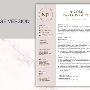 Resume Template Word, Monogram Resume, Modern Resume, Professional ...