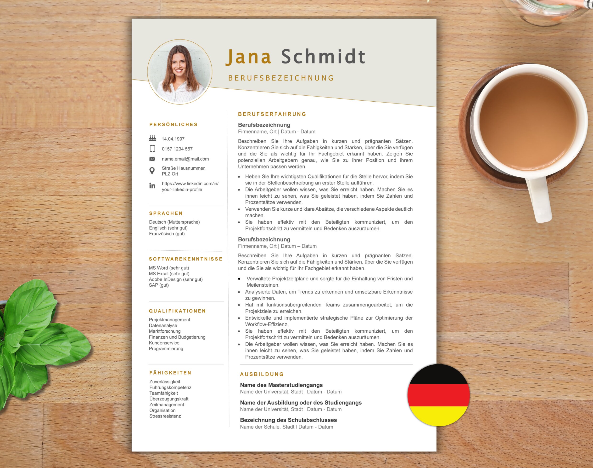 Lebenslauf Vorlage Word, Bewerbungsvorlage Deutsch Für Word ...