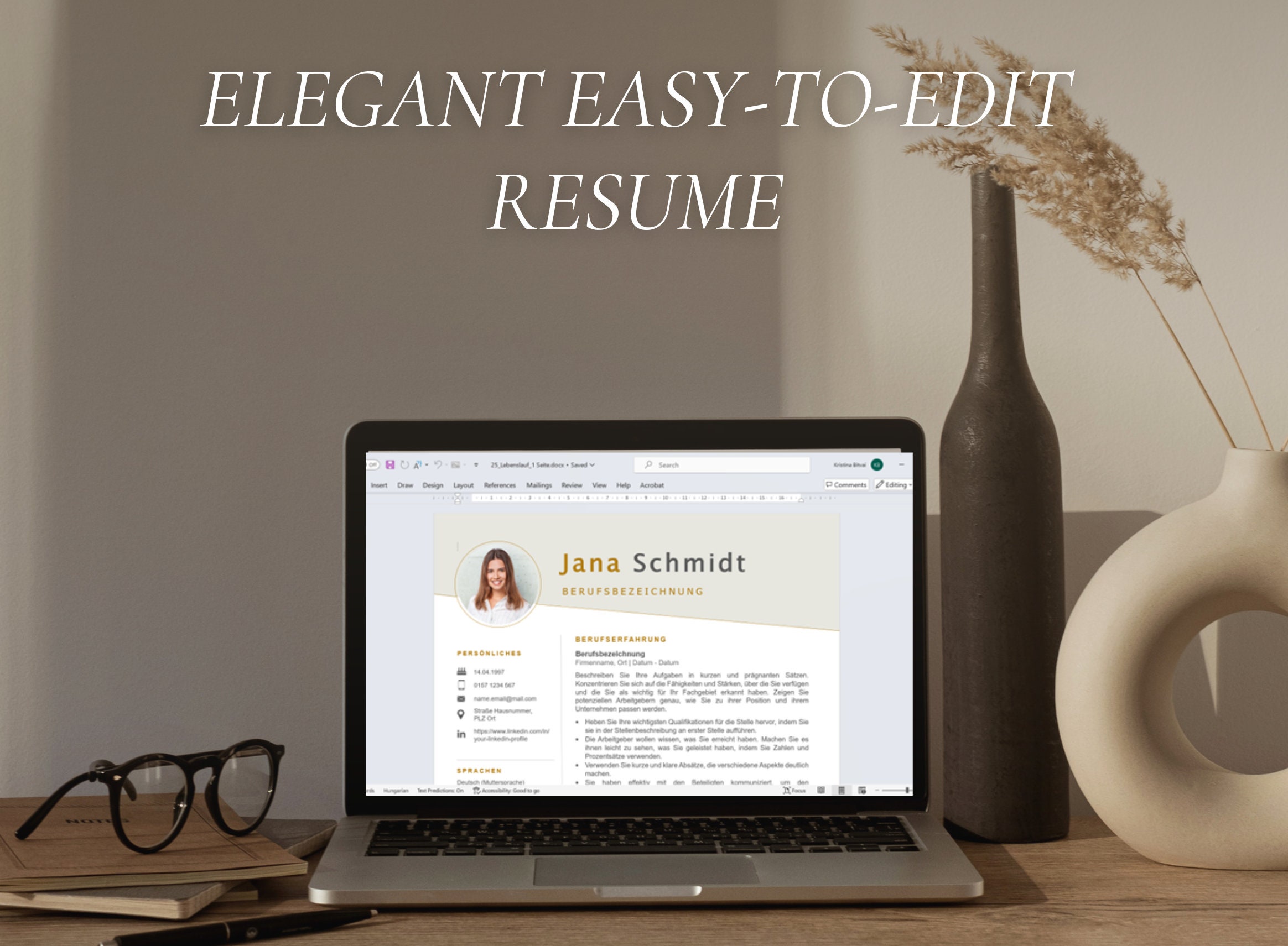 Lebenslauf Vorlage Word, Bewerbungsvorlage Deutsch Für Word ...